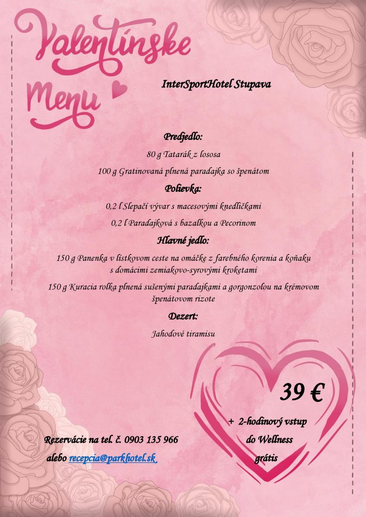 Valentínske Menu 2019