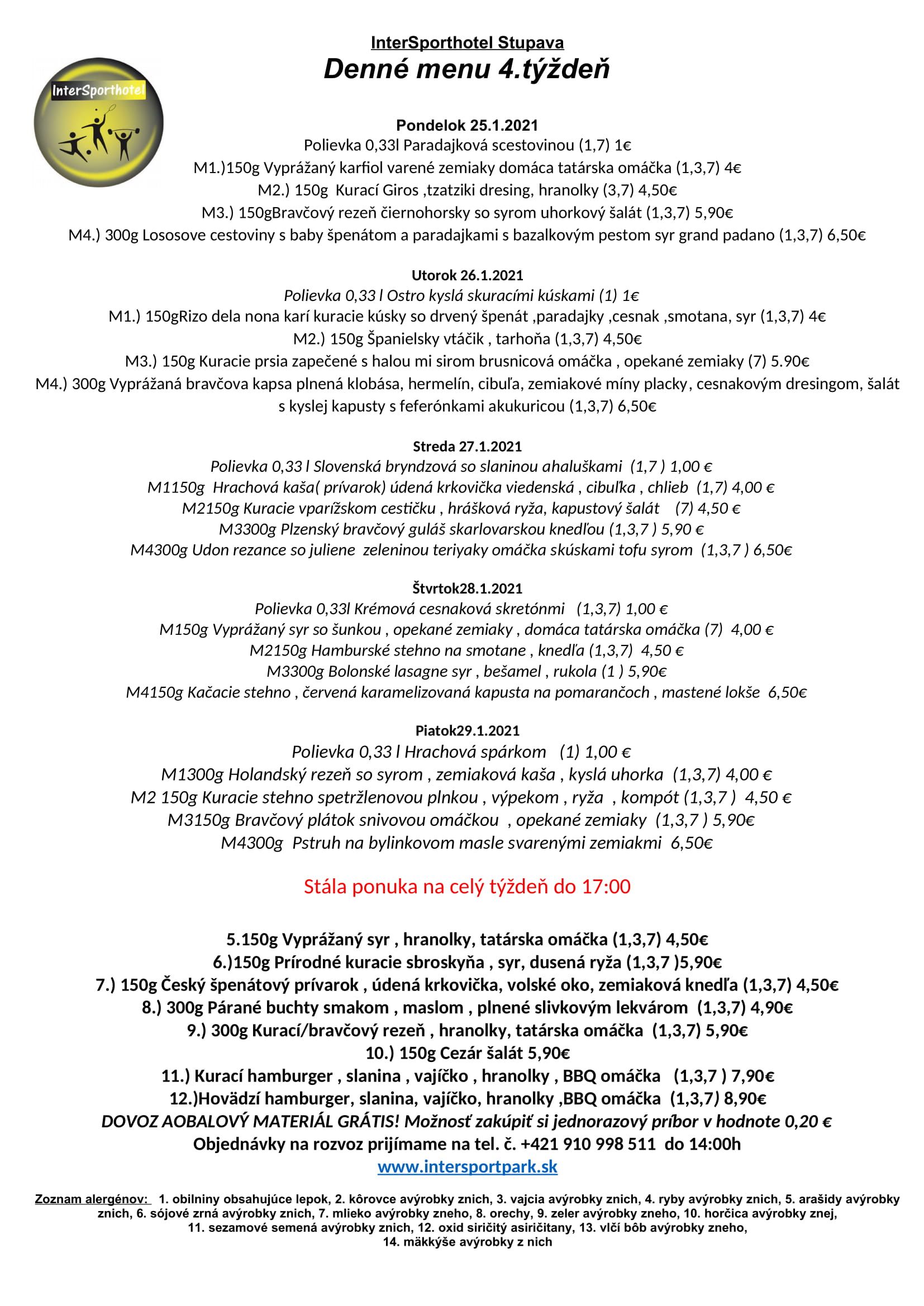 Obedové Menu Stupava